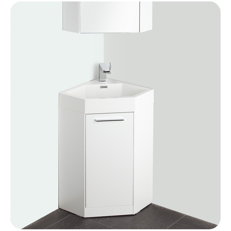 Fresca Coda 18" White Modern Corner Bathroom Vanity - Burroughs ...