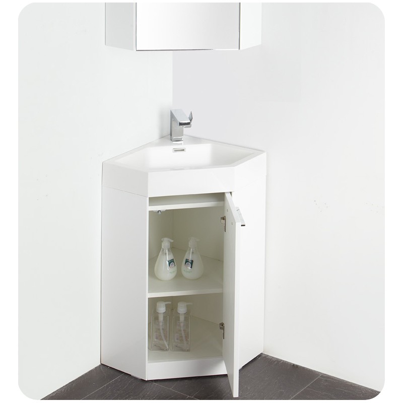 Fresca Coda 18" White Modern Corner Bathroom Vanity - Burroughs ...