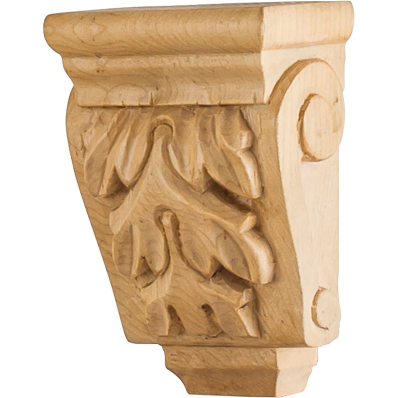 Mini Wood Corbel with Acanthus Detail. 3" x 1-3/4" x 4