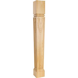 5" x 5" x 42" Art Nouveau Island Post with Feather Design