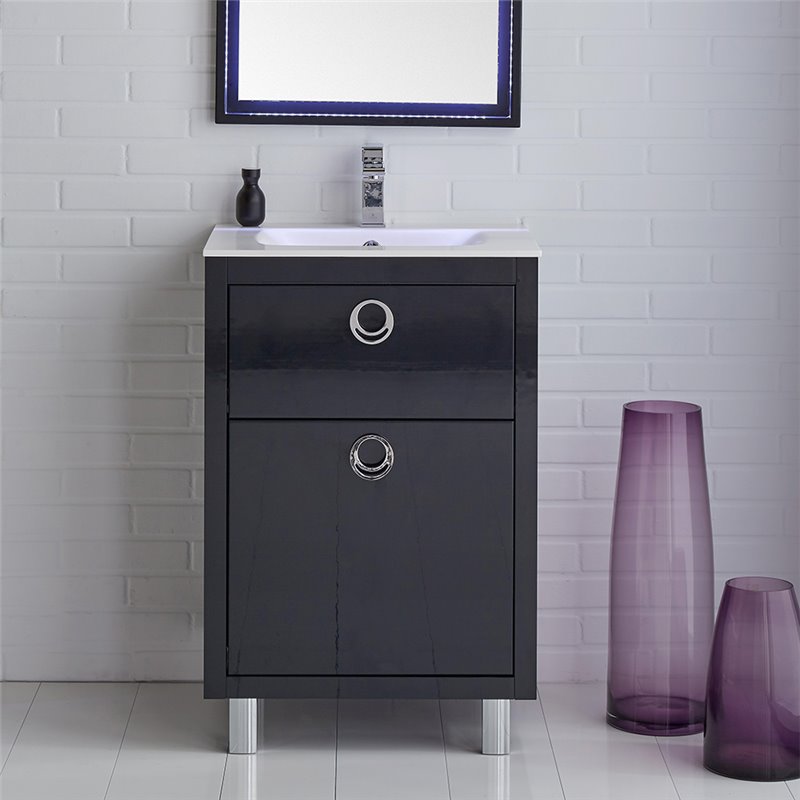 "Fresca Platinum Due 24"" Glossy Cobalt Bathroom Vanity"