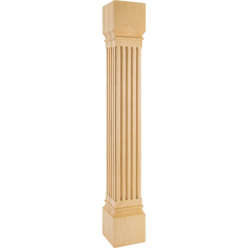 6" Square x 42" Large Fluted Post Species: White Birch