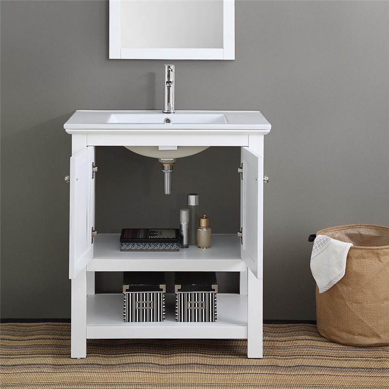 Fresca Manchester 30" White Traditional Bathroom Vanity