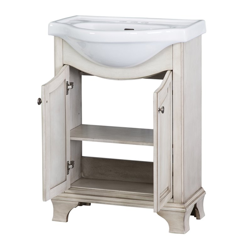 CORSICANA 26" EURO VANITY COMBO - Antique White Finish