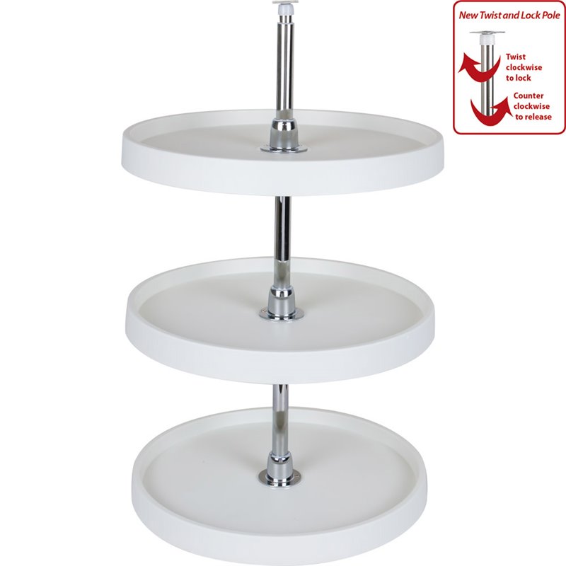 18" Diameter Round Plastic Lazy Susan Set with Chrome Hubs.