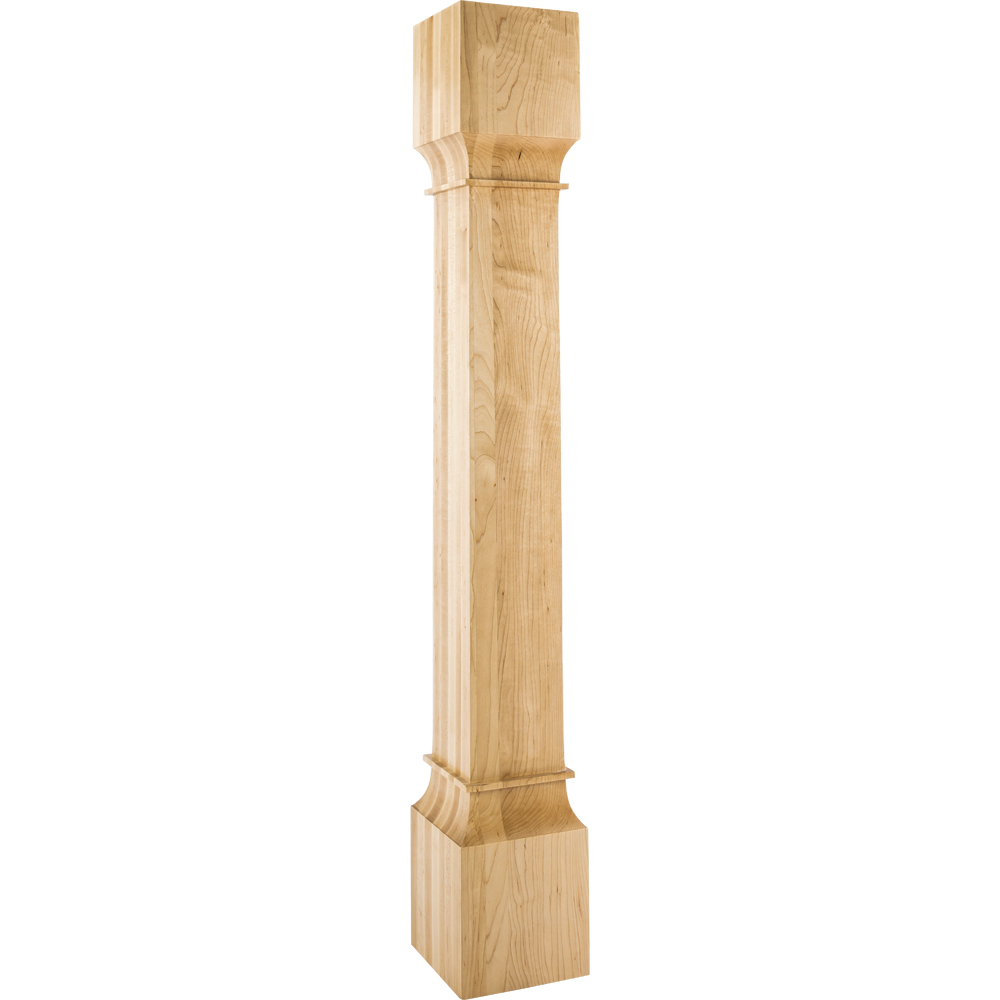 6" Square x 42" Modern Wood Post Species: White Birch