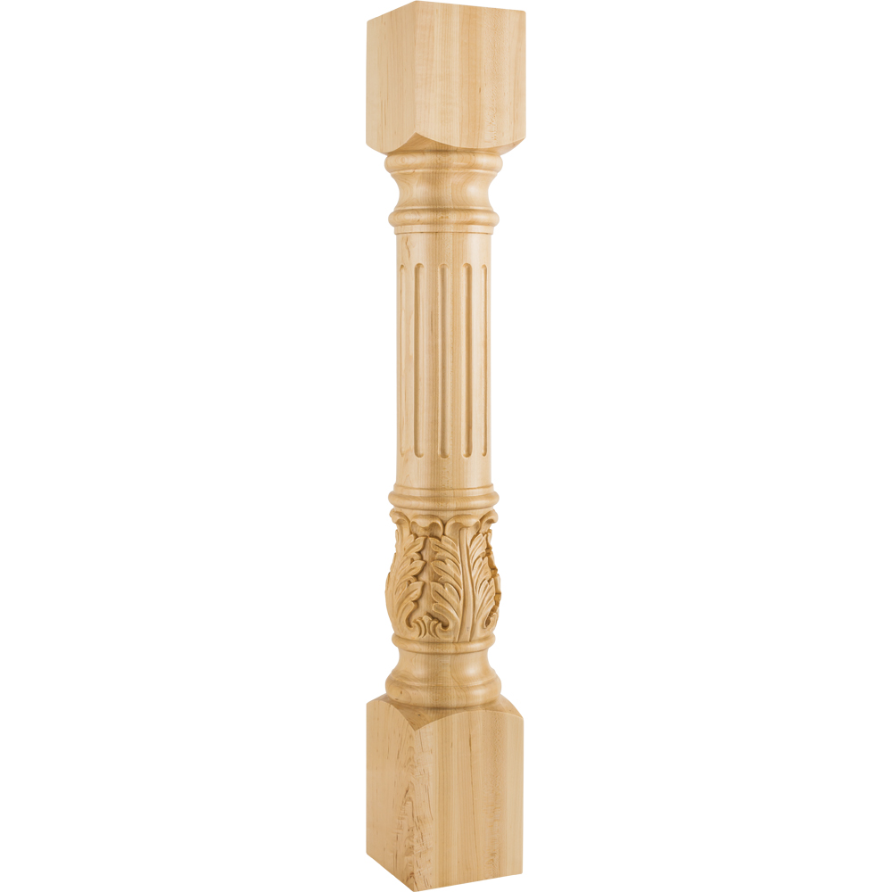 5" x 35-1/2" Turned Acanthus Fluted Post Species: White Bi