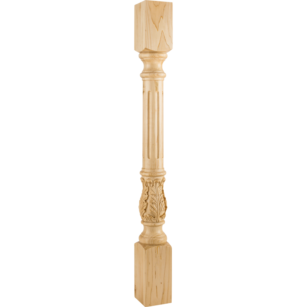 3-1/2" x 35-1/2" Turned Acanthus Fluted Post Species: Whit