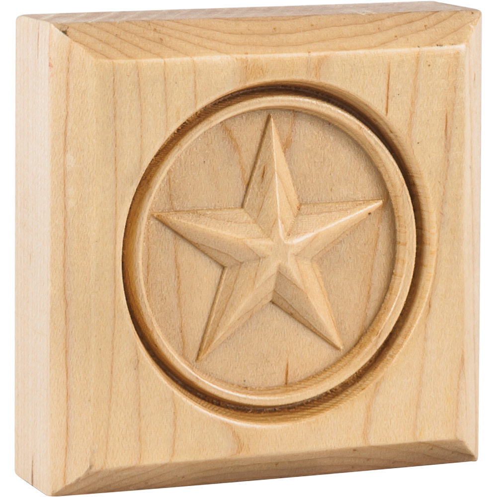 3" X 3" X 7/8" Star Rosette Species Alder